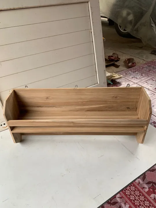 ชั้นวางของอเนกประสงค์ แบบแขวนผนัง ไม้สัก ขนาด 15cm x 80cm x 30cm ...