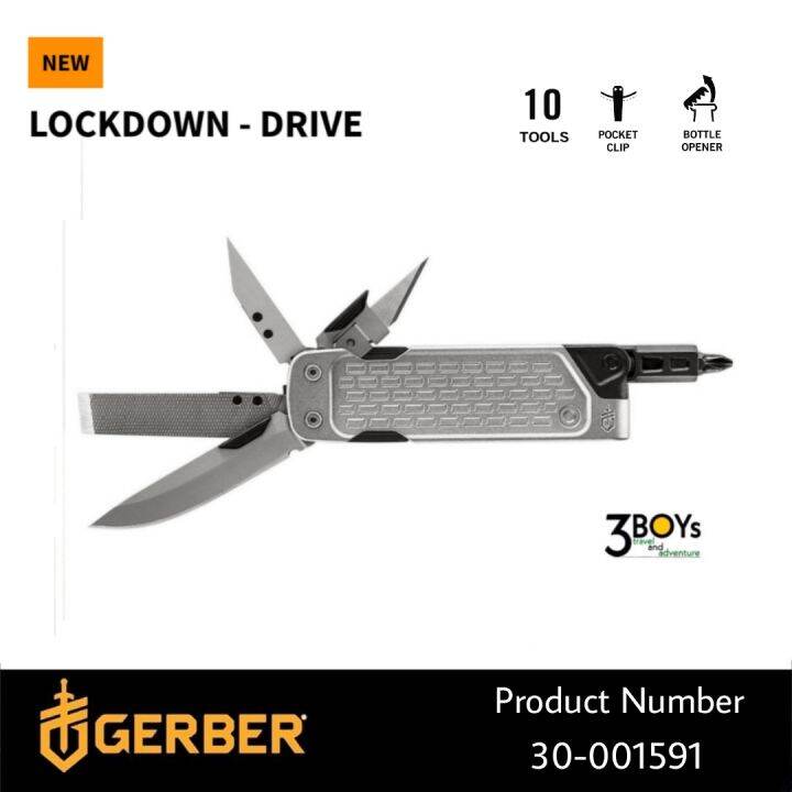 Gerber มีดอเนกประสงค์ รุ่น LOCKDOWN - DRIVE พร้อมชุดมีดแบบใบคัดเตอร์ #11 ที่เปลี่ยนได้ กระทัดรัด ...