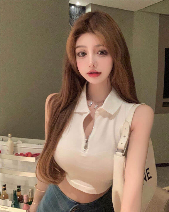 Senly กางเกงร้านค้า2023ฤดูร้อนสีชมพูเสื้อโปโลคอเสื้อกล้ามของผู้หญิง ...