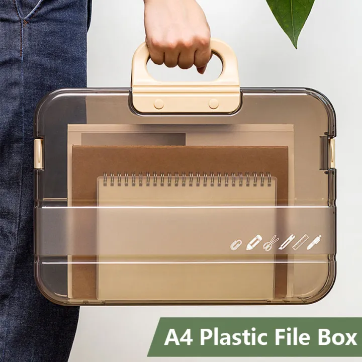 Transparent File Box Document Storage A4 File Drawing Paper Folder Hand ...