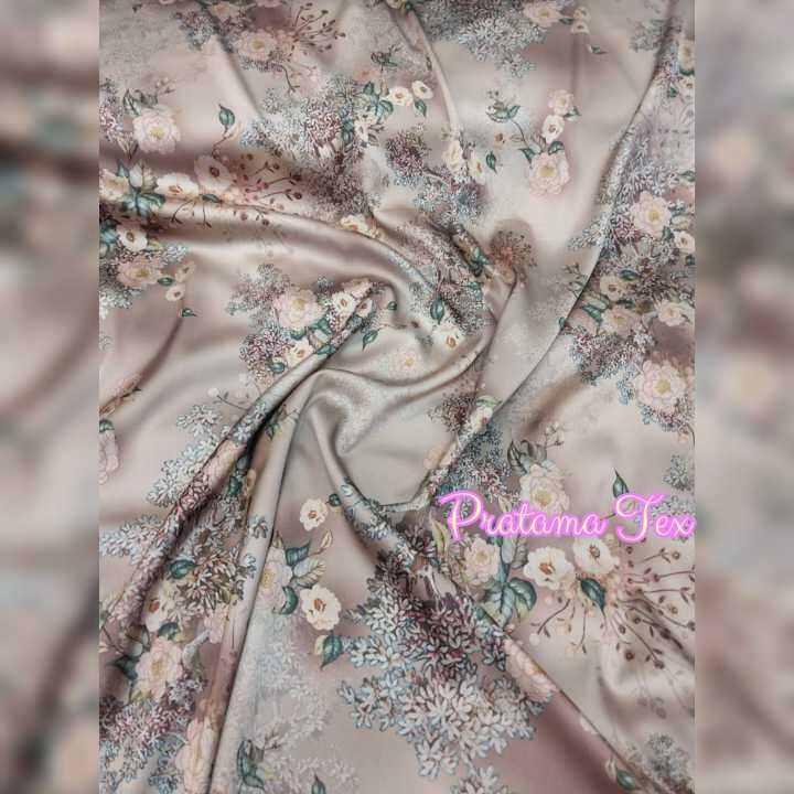 Kain Sutra Silk Motif Premium . Bahan Sutra Motif Grade A ( Harga Per ...