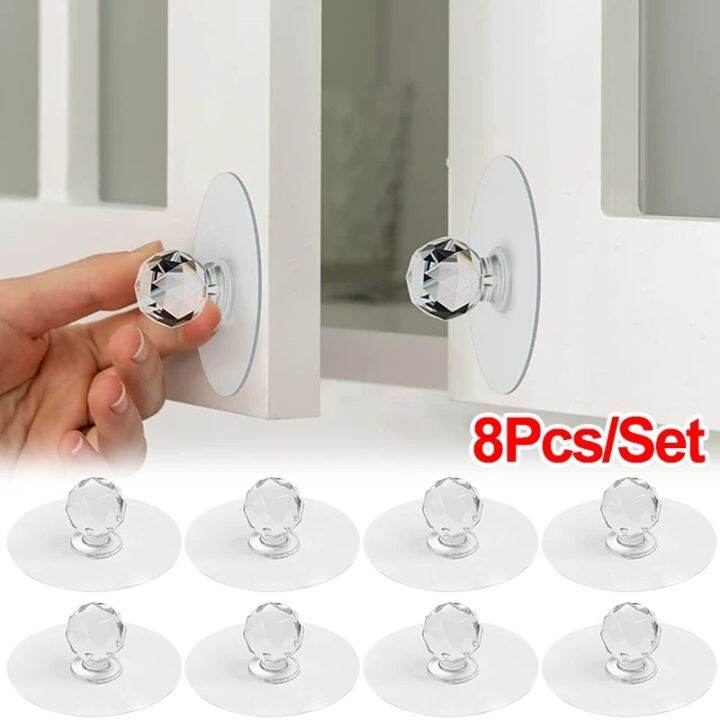 8Pcs/Set Punch-free Drawer Knobs Self-Adhesive Kitchen Cabinet Handle ...