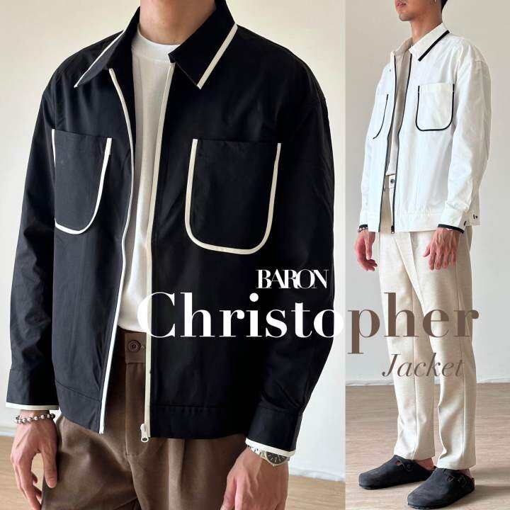 BARON Christopher jacket เสื้อแจ็คเก็ต 2 กระเป๋าหน้าลายเส้นสไตล์เกาหลี ...