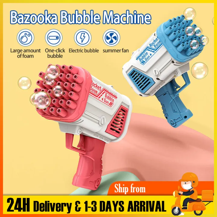 Bubble Machine Gattling Gun 32 Hold Battery Operated Bubble Gun Toy ...