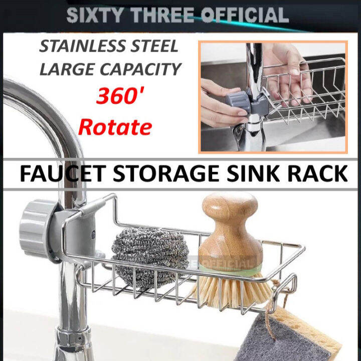 Drainage Rack Faucet Sink Kitchen Stainless steel Rak Dapur Bekas Span ...