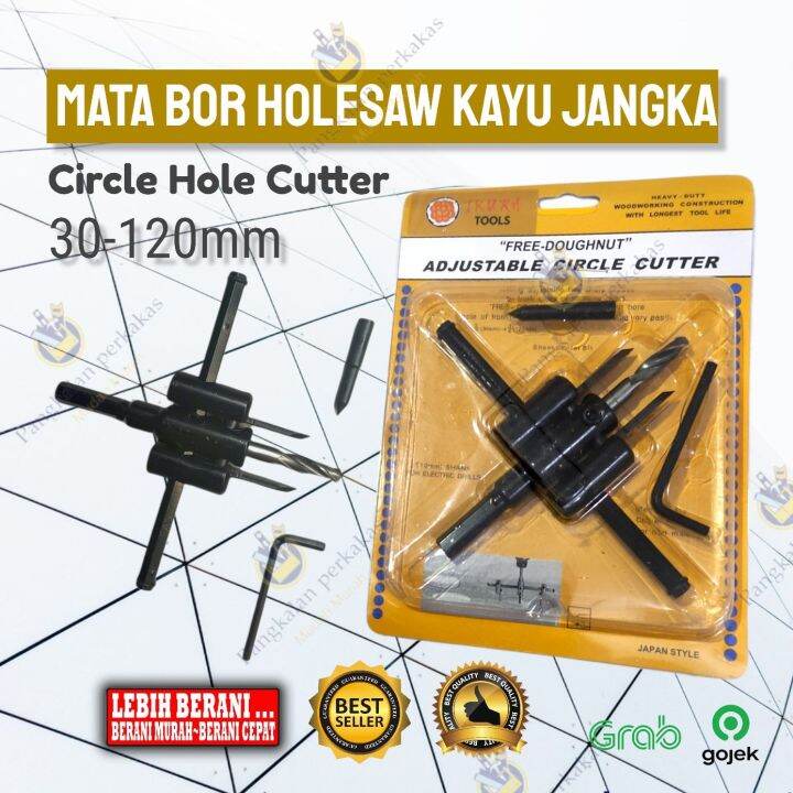 Mata bor hole saw kayu jangka / circle hole cutter 30 - 120mm / pembuat ...