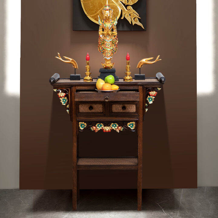 Hand Carved Solid Wood Buddha Altar Table, Decorative Table with 3 ...