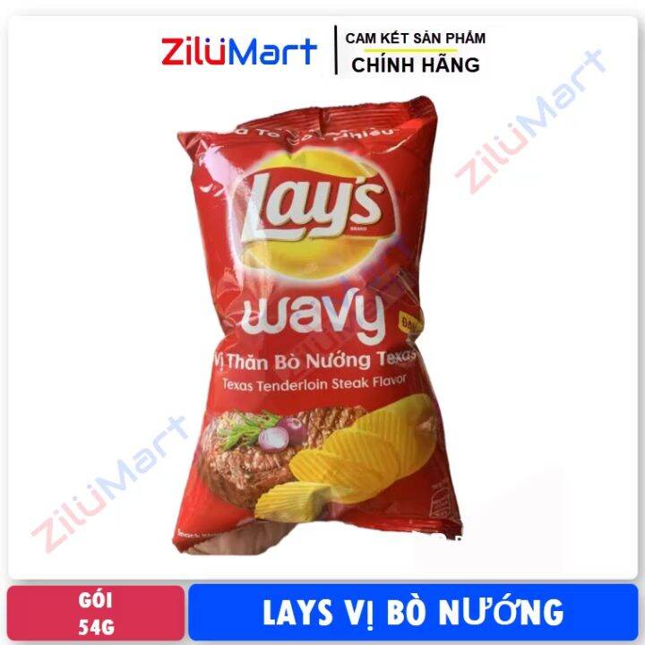 Snack khoai tây Lay's vị thăn bò nướng Texas (combo 10 gói) loại 54g ...