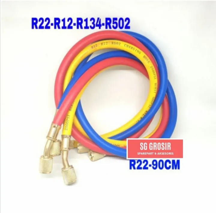 Selang freon R22 1 set 90 cm / selang manifold testing pengisian R12 ...