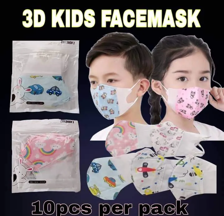 3D Kids Facemask Non woven 10pcs/pack (CUTE DESIGNS) BOYS AND GIRLS ...