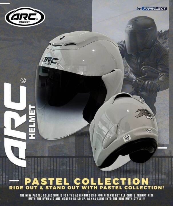 ARC RITZ PASTEL GREY OPEN FACE HELMET | Lazada