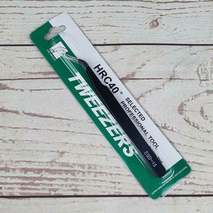 Pinset Lab Stainless Professional Tweezer Anti-Magnetic - Hitam ...