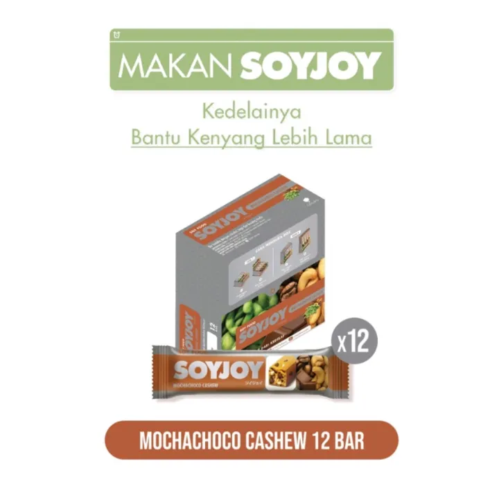 SOYJOY Snack Bar Kedelai Mochachoco Cashew isi 1 Box 12 Bar | Lazada Indonesia