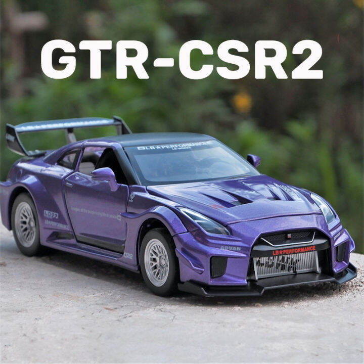 โมเดลรถ CSR2รถโลหะผสม Nissan GTR ไฟเสียงรถ Diecast รถคนรักของสะสมวัน ...