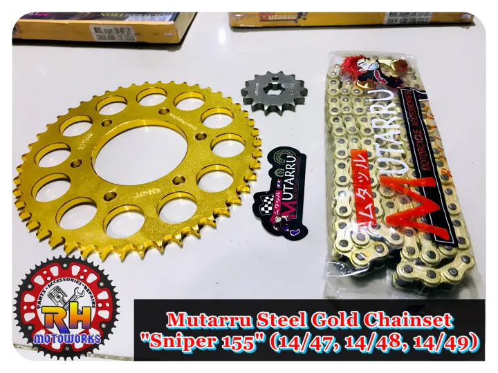 Sniper 150/155 Steel Gold Chainset (14/47, 14/48, 14/49) MUTARRU Heavy ...