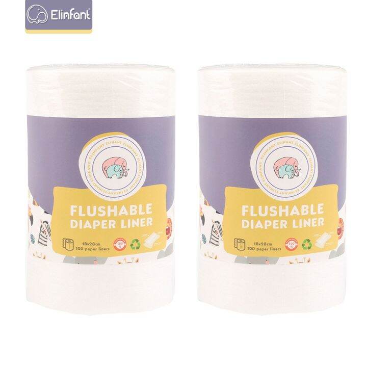 Elinfant 2 rolls disposable bamboo flushable baby diaper nappy liner Biodegradable bamboo liner ...