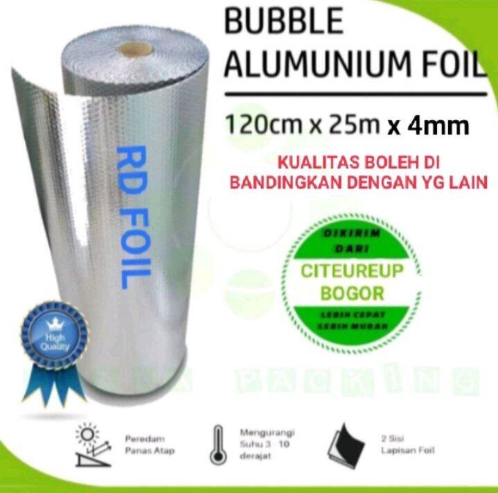peredam PANAS atap rumah Bubble foil 2 sisi Alumunium Foil metaliz foil ...
