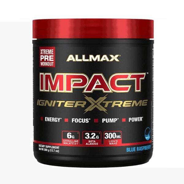 ALL MAX NUTRITION IMPACT IGNITER XTREME 40 SERVINGS BLUE RASPBERRY ...