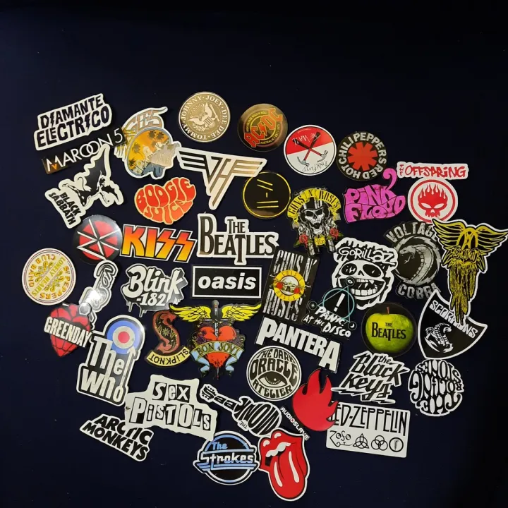 46 pcs Rock Band Logo Stickers Decals Labels Waterproof Heat-Proof ...