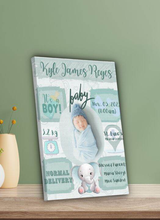 Customized Baby Birth Profile -sintra board (flat wall design or with ...