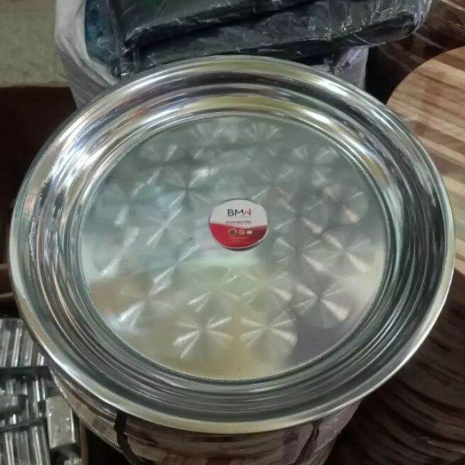 Nampan Bulat Polos Stainless 50 Cm / 40 Cm / 30 Cm Nampan Saji Bulat ...