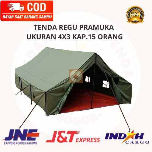 Tenda regu pramuka 4x3 kap. 15 orang bahan lion dinir 300 FULLSET ...