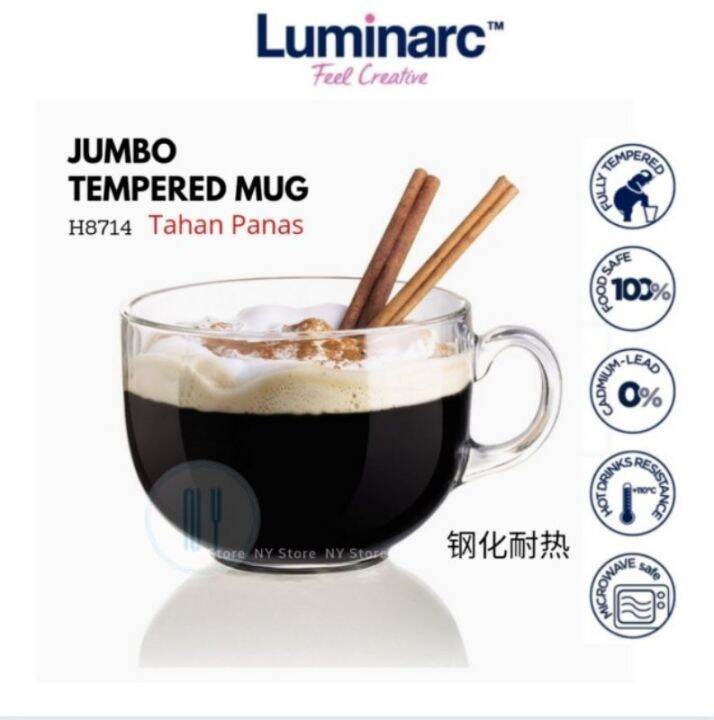 Luminarc Jumbo Mug 720ml Fully Tempered Extra Resistant Transparent Cup ...