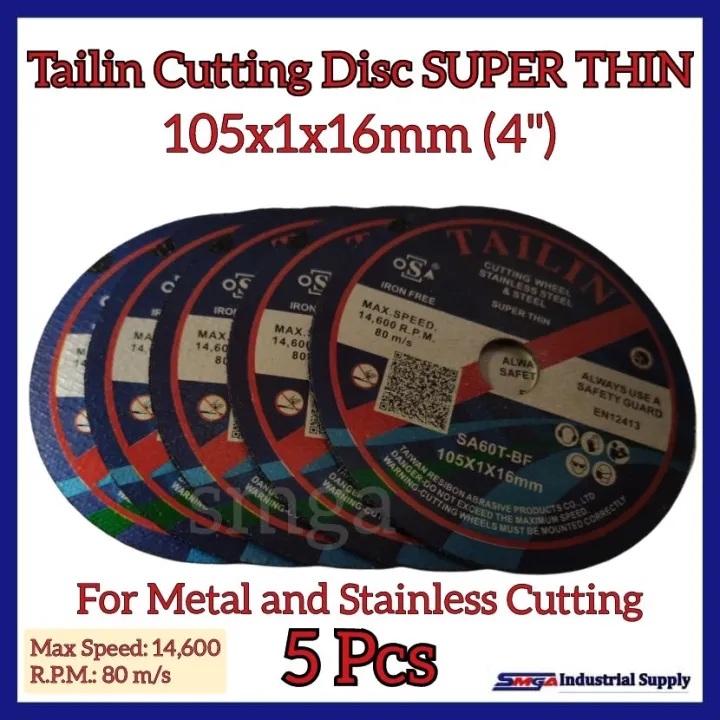 5Pcs Tailin Cutting Wheel 4" / 105x1x16mm Super Thin SA60T-2G | Lazada PH