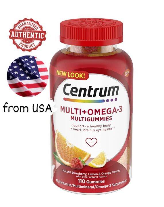 Centrum MultiGummies Omega 3 Gummy Multivitamin for Adults, 110 Count ...