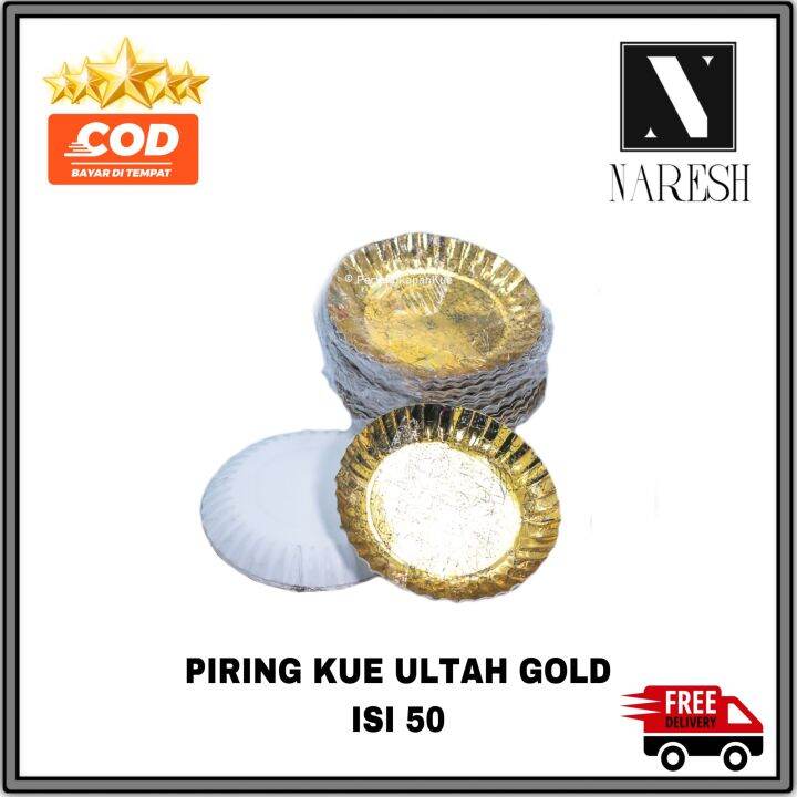 Piring Kue Ultah Gold / Piring Kue Ulang Tahun / Piring Kue Kertas /Piring Kue Pesta isi50 ...
