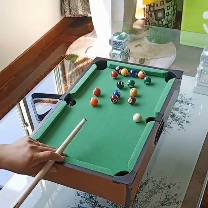 【Ready Stock】Billiard Table Set for Kids Wooden Pool Table Set With Cue ...