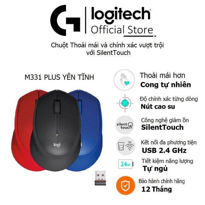 Chuột Logitech M331 I M330 SILENT Yên lặng Không dây, Kết nối cổng Usb - Bảo hành 12 tháng ...