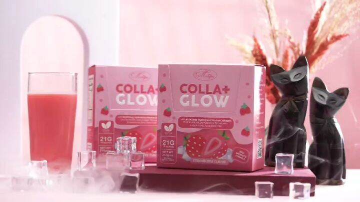 Colla Glow Collagen by Mistique strawberry flavor 8,000mg Hydrolyzed ...