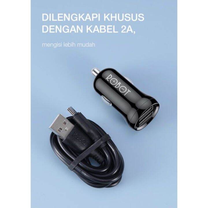 ROBOT RT-C07 2.4A 2USB Dual Port Fireproof Shell Car Charger Micro ...