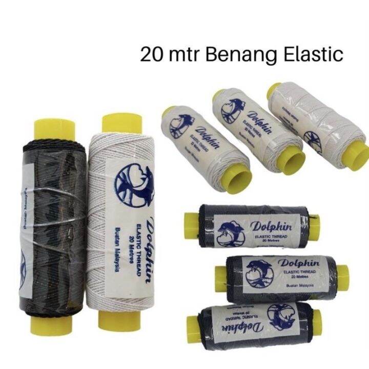 dolfin Elastic Thread (1roll) Black & White | Benang Getah Dolfhin | Lazada
