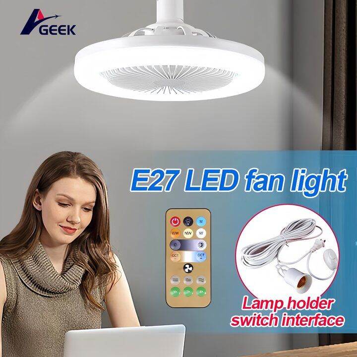 GEEK E27Ceiling Fan Light 2 in 1 multi-function LED fan light with ...