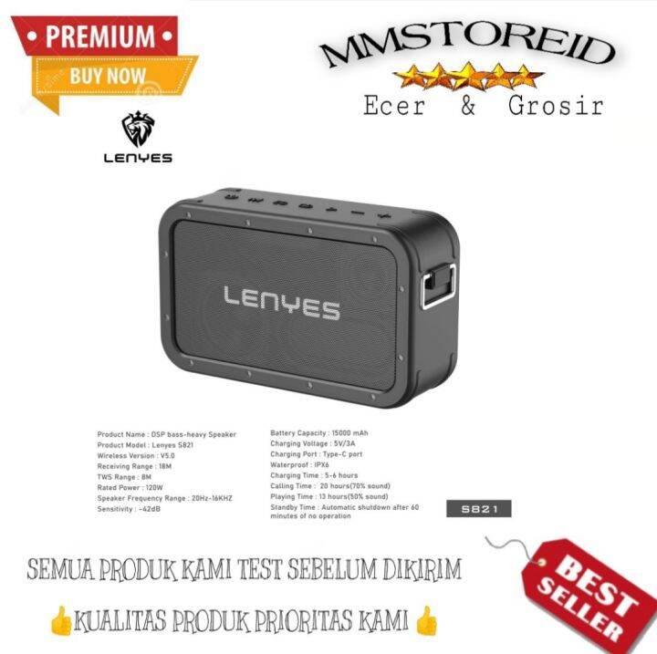 MM - Speaker Bluetooth TWS Lenyes S821 Waterproof IPX6 Tahan Banting 120w DSP Hravy / Wireless ...