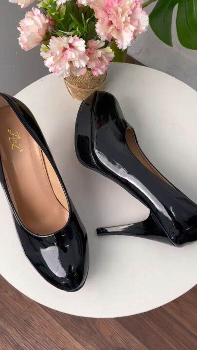 3 inch platform close toe glossy leather high heels for women | Lazada PH