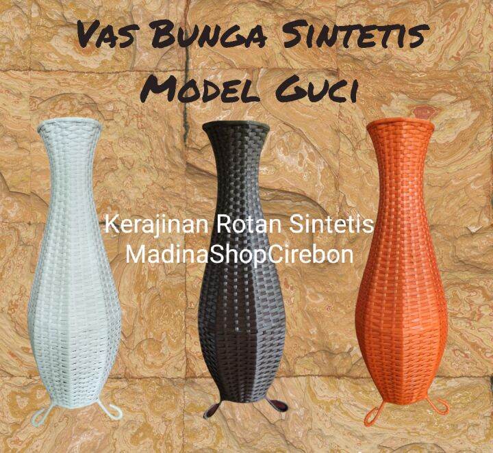 Vas Bunga Sintetis Anyaman Rotan Sintetis Polos tinggi 60cm | Lazada ...