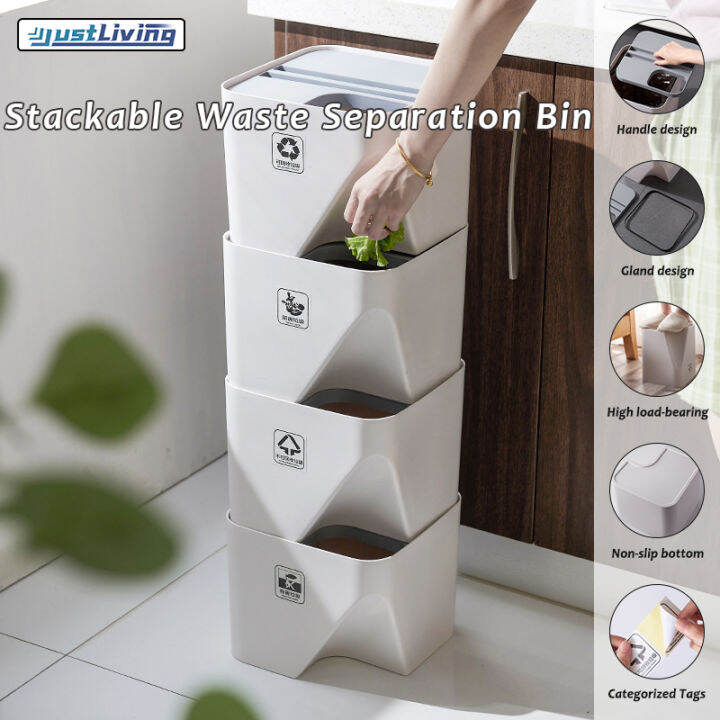 JustLiving 1PC Kitchen Trash Can Recycle Bin Stacked Sorting Trash Bin ...