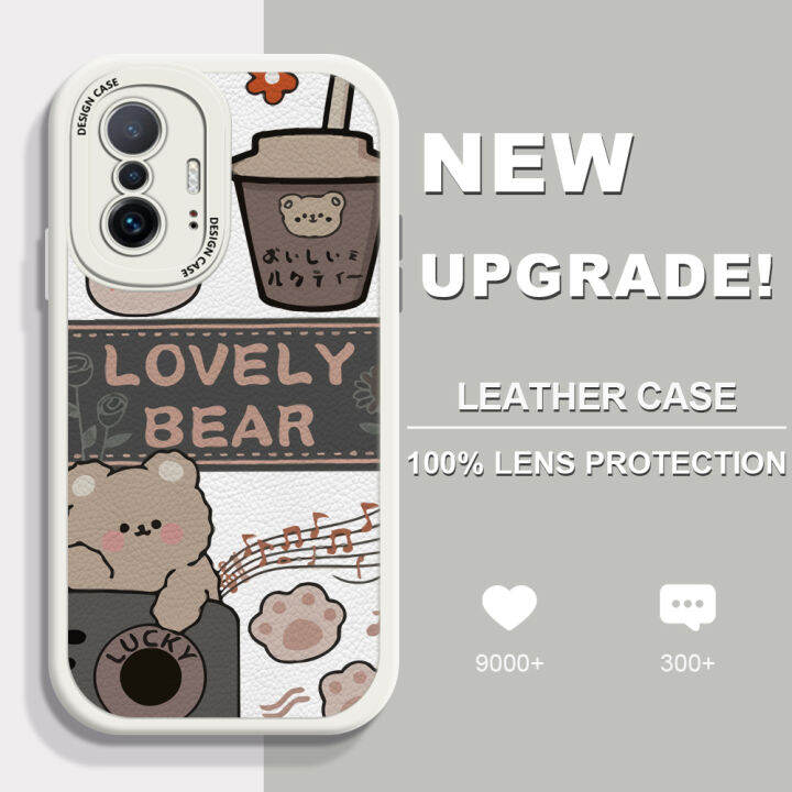 Hontinga Casing Case For Samsung Galaxy A34 5G A04 A04E Case Cute Cartoon Bear leather Soft ...