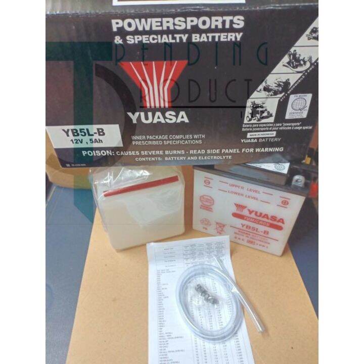 Yuasa YB5L-B/ 12N5-3B, Motorcycle Battery, 12V. 5Ah, Made in Indonesia ...