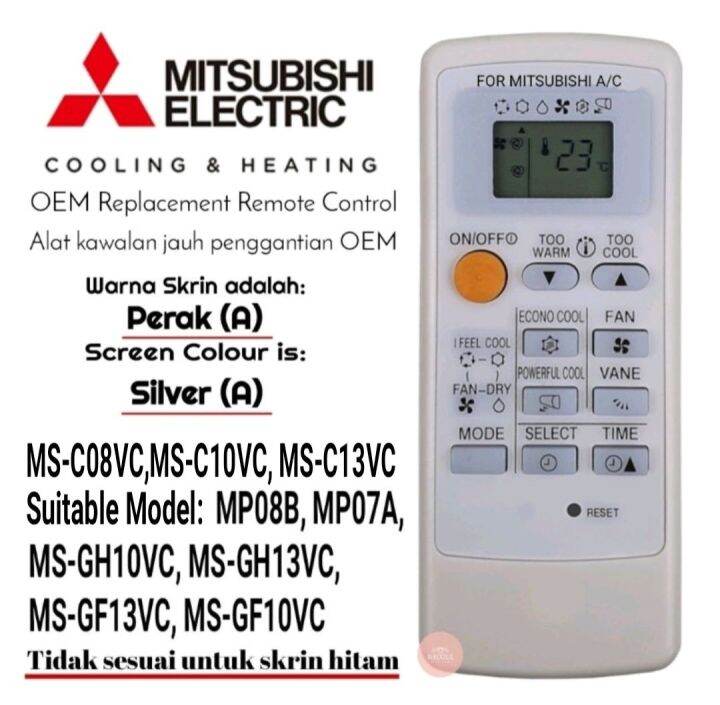 Mitsubishi Electric Air cond Air conditioner replacement remote control ...