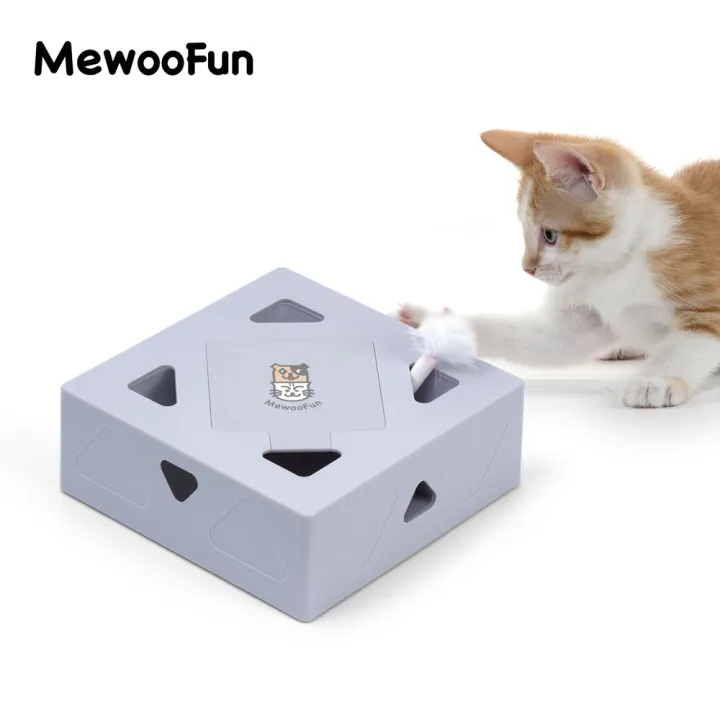 Mewoofun Interactive Cat Toys Feather Toys Battery Version Peek A Boo