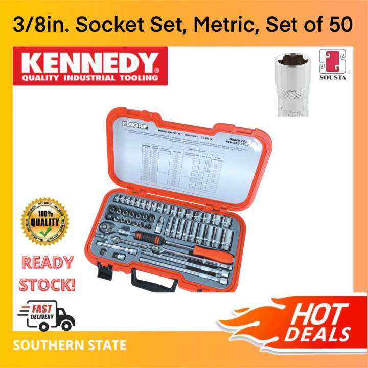 Kengrip 3/8in. Socket Set, Metric, Set of 50 KEN-582-8810K | Lazada