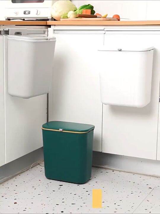Kitchen Trash Bin Wall Mounted Hanging Rubbish Bin 9L Trash Garbage ...