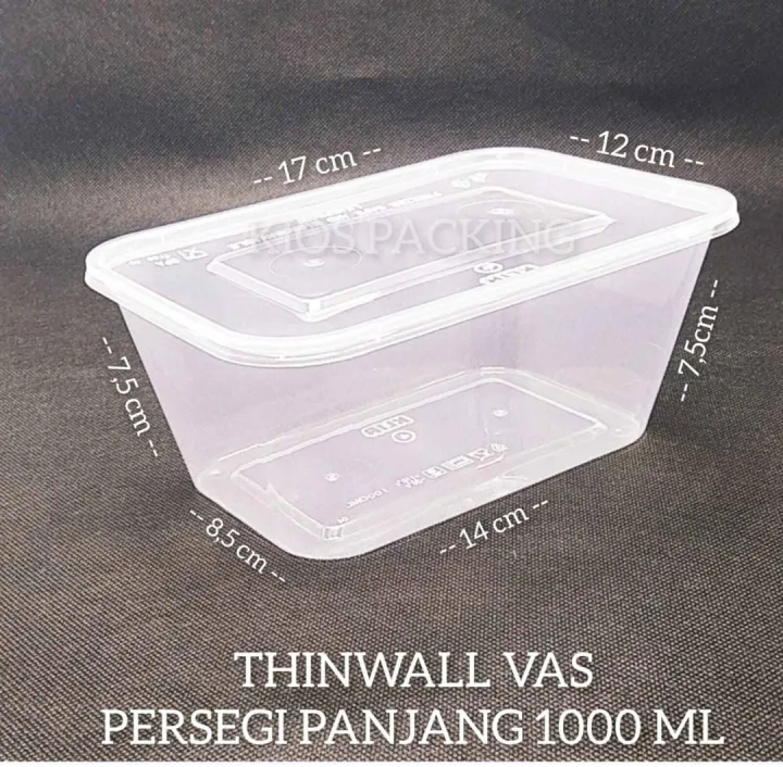 Thinwall Rectangle 1000ml 25set Persegi Panjang Kotak Makan Plastik