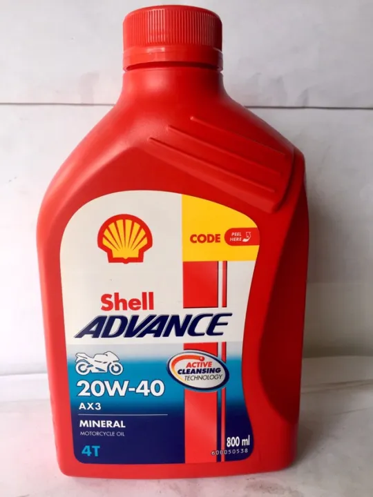 Shell Advance Motorcycle Oil Ax3 4T 20W-40 800ml | Lazada PH