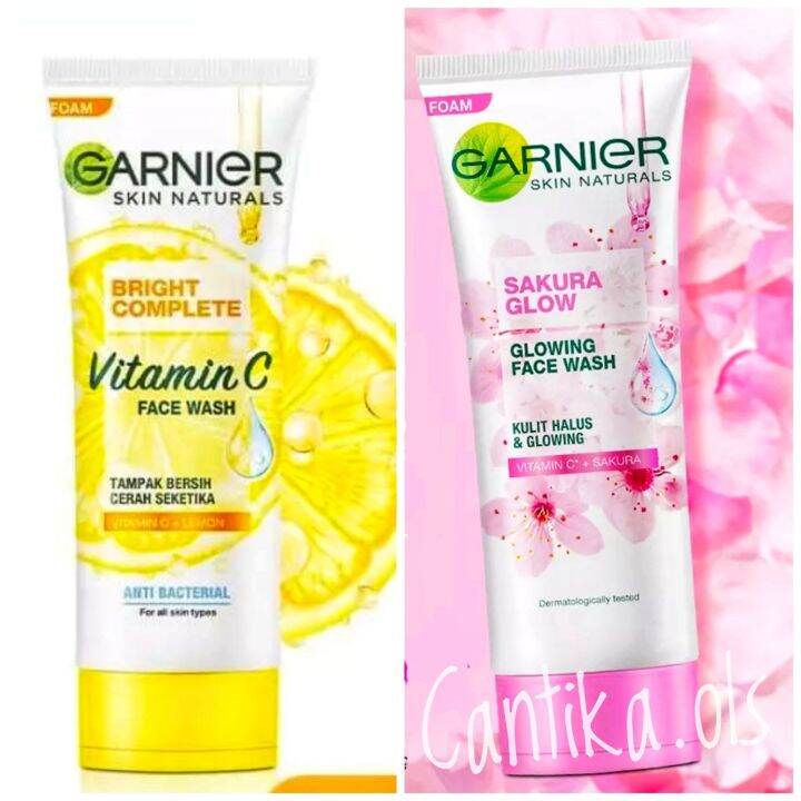 GARNIER FACIAL WASH VITAMIN C LEMON DAN HYALURONIC SAKURA PINK 50 ML ...