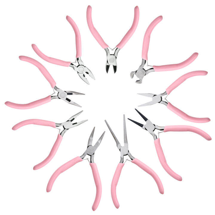 Pink Color Handle Jewelry Pliers Tools & Equipment Long Needle Round ...